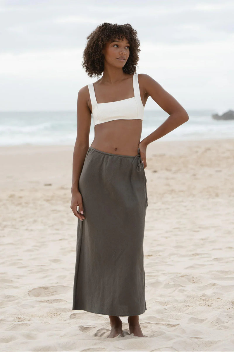 Lilly Pilly Riley Bias Linen Skirt - Khaki – Vivid in Bellingen