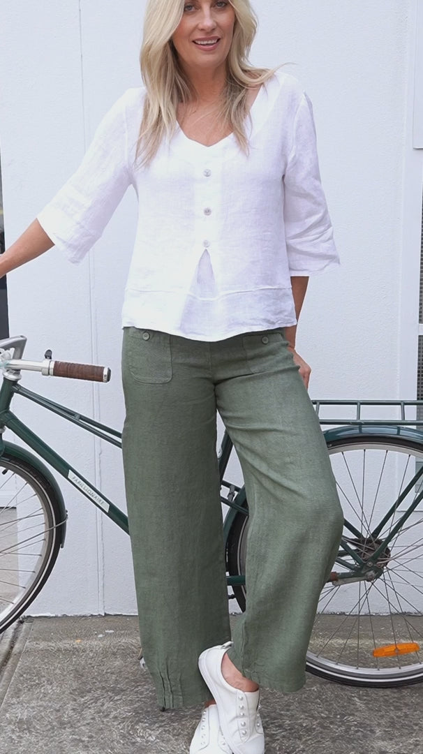 Elizabeth Scott Front Pocket Linen Pant - Summer Khaki – Vivid in Bellingen