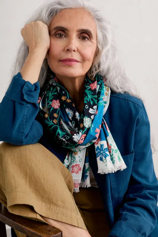 Seasalt New Everyday Scarf - Creekside Floral Border Chalk – Vivid in ...